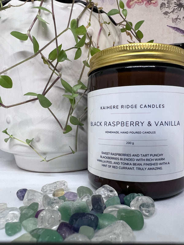 Black Raspberry & Vanilla Soy Candle - Amber Collection – Kaihere Ridge ...